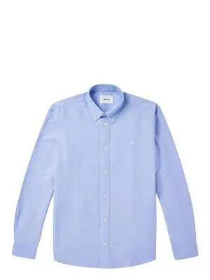 Nn07 Colby 5910 Button-down Collar Logo-embroidered Organic Cotton Shirt - Blue