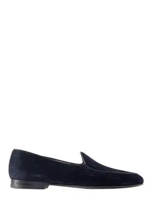 Manolo Blahnik Modena Leather-trimmed Suede Loafers - Blue