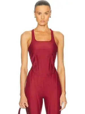 MUGLER Corset Tank Top - Merlot