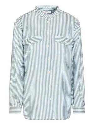 FRAME Striped Silk-satin Shirt - Light Blue