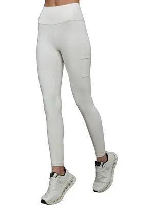 Carbon38 High Rise Pocket Legging In Diamond Compression - Cloud Dancer