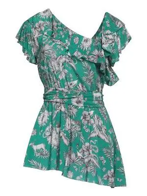 Pinko Floral-print Crepe Top - Green