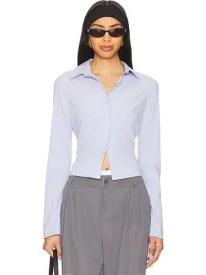 ALL THE WAYS Fiona Button Front Top - Pinstripe