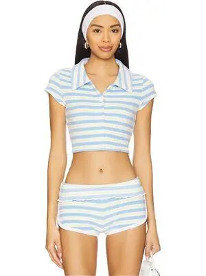 Frankies Bikinis Laurel Button Up Top - Ashbury Stripe
