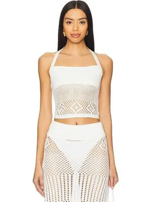 Frankies Bikinis Orchard Crochet Halter Top - White