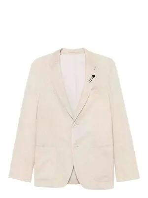 LARDINI Brooch-detail Blazer - Neutrals