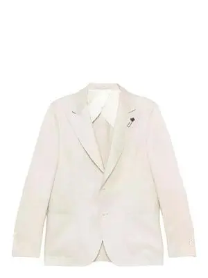 LARDINI Brooch-detail Blazer - Neutrals