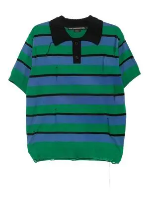 Andersson Bell Damaged Striped Polo Shirt - Blue
