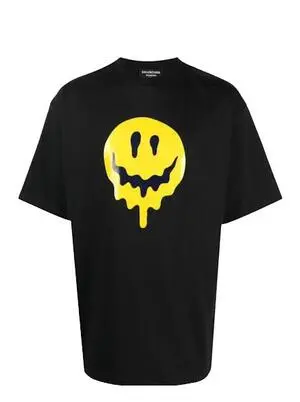 Balenciaga Smiley Face Print T-shirt - Black