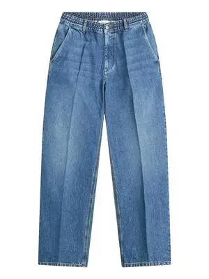 FORET Clay Creased Denim Trousers - Vintage Blue