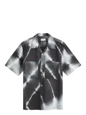 Universal Works Tie Dye Seersucker Camp Shirt - Charcoal