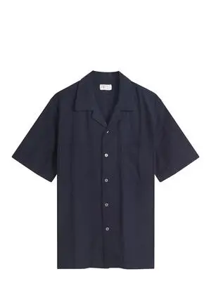 Universal Works Maui Cotton Sal Road Shirt - Navy