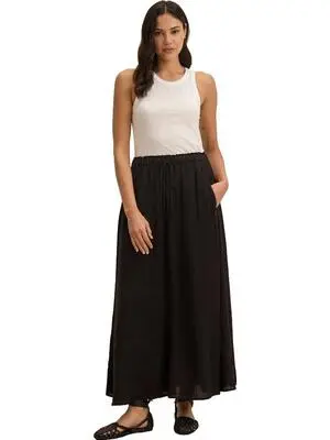 Velvet By Graham & Spencer Memphis Linen Maxi Skirt - Black