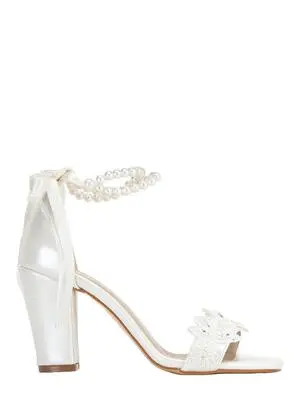 FOREVER & ALWAYS SHOES Helene Lace Bridal Heeled Sandals With Pearls - Ivory