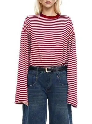 Lioness LIONESS Bloom Stripe Top Wine Stripe