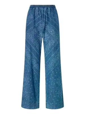 Pinko Bandana-print Wide Leg Jeans - Blue
