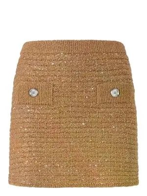 Pinko Sequin-embellished Mini Skirt - Neutrals