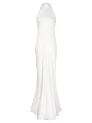 OMNES Santorini Halterneck Satin Maxi Dress - Ivory