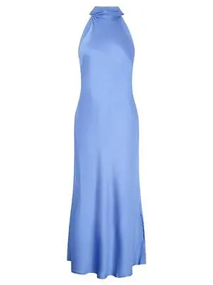 OMNES Halterneck Satin Maxi Dress - Blue