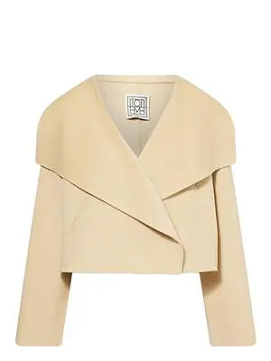 TOTEME Asymmetric-hem Wide-lapels Wool Jacket - Peanut