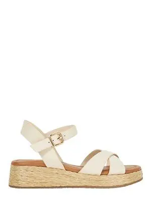 DUNE Leather And Raffia Flatform Sandals - Ecru Leather