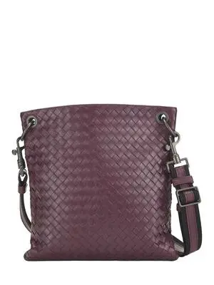 Bottega Veneta Intrecciato Leather Messenger Bag - Purple