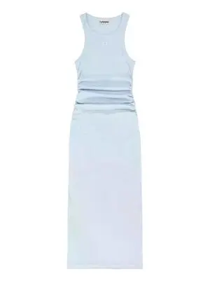 GANNI Ribbed Maxi Tank Dress - Blue