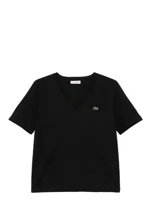 Lacoste Cotton V-neck T-shirt - Black
