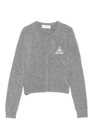 MARINE SERRE Logo-embroidered Cardigan - Grey