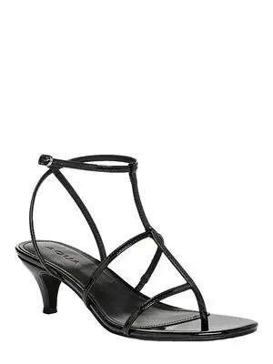 Aqua Tomas Strappy Sandals - Black Patent