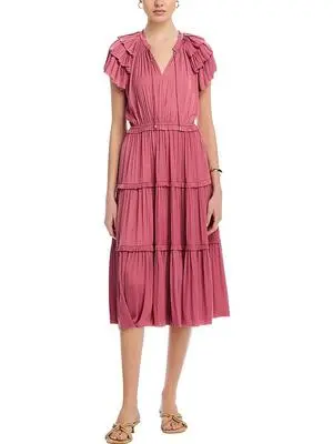 T Tahari T Tahari Flutter Sleeve Airflow Dress Mauvewood