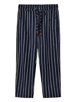 TOMBOLO Tombolo Easy-Going Pants Navy Jacquard Stripe