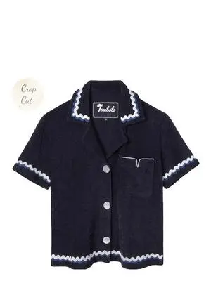 TOMBOLO Rick Rack Cropped Cabana Shirt - Midnight Blue
