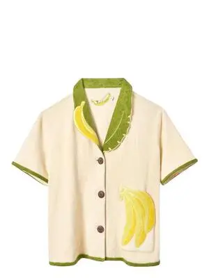 TOMBOLO Banana Split Cabana Crop Cut Shirt - Ivory
