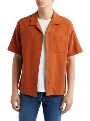 FRAME Relaxed Jacquard Camp Shirt - Dark Orange
