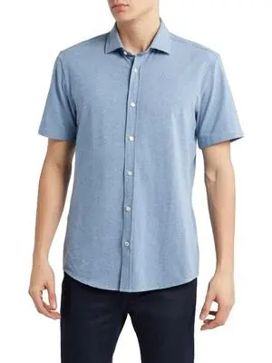 BOSS Roan Stretch Cotton Button-up Shirt - Open Blue