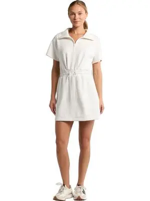 Zella Ultrasoft Knit Quarter Zip Dress - Beige Ivory Heather