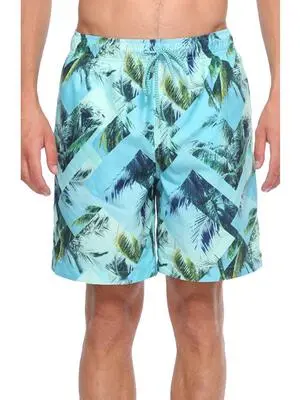 ROKKA&ROLLA Mesh-lined Swim Trunks - Geometry Palm