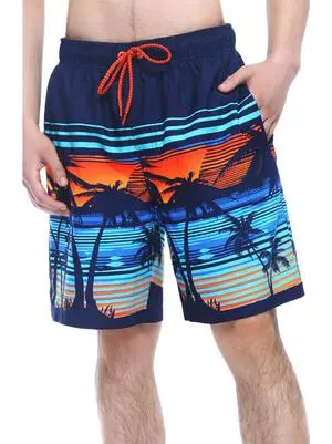 ROKKA&ROLLA Mesh-lined Swim Trunks - Tropical Palm