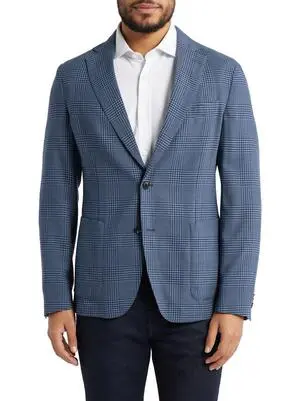 BOSS Hanry Slim-fit Glen Check Sport Coat - Medium Blue