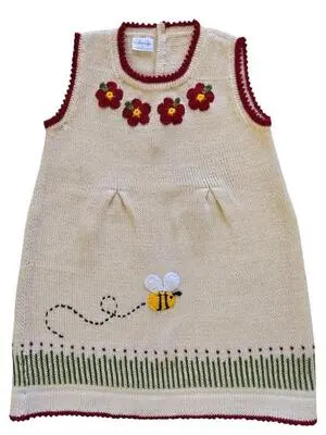 MELANGE COLLECTION Embroidered Bumblebee Dress - Ivory