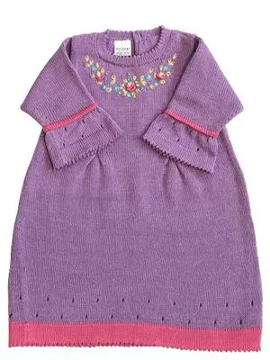 MELANGE COLLECTION Knit Dress With Embroidery - Purple