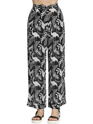 APNY APNY Belted High-Waist Printed Pants Black/ White
