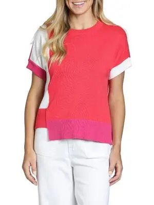 APNY APNY Colorblock Asymmetric Cotton Sweater Pink Multi