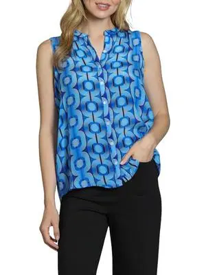APNY Sleeveless Button-up Shirt - Blue Multi