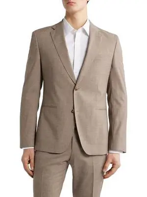 BOSS BOSS Huge Slim-Fit Houndstooth Microcheck Sport Coat Light Beige