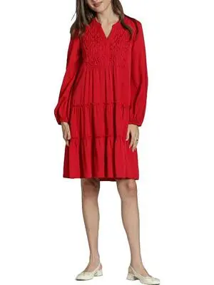 APNY Tiered Long Sleeve Dress - Rocco Red