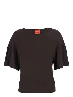 MERCI T-Shirt With Round Neck Brown