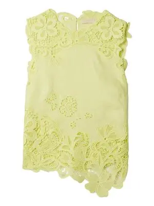Ulla Johnson Ulla Johnson Marlis Guipure Lace-Paneled Linen Top Yellow