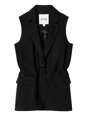 Cos Slim Fit Linen Vest - Black